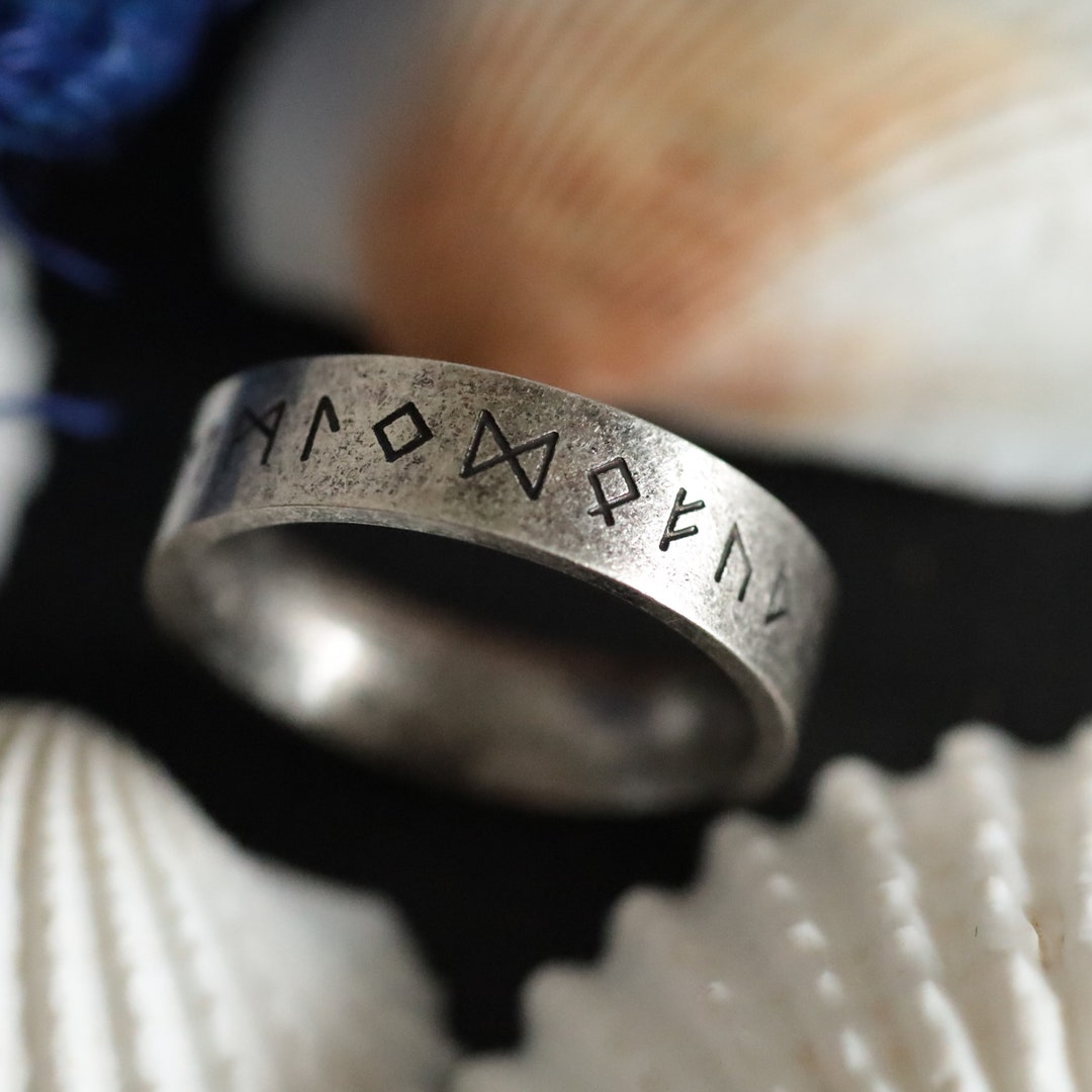 Women Runic Ring, Viking Alphabet Band Ring, Viking Nordic Tradition ...