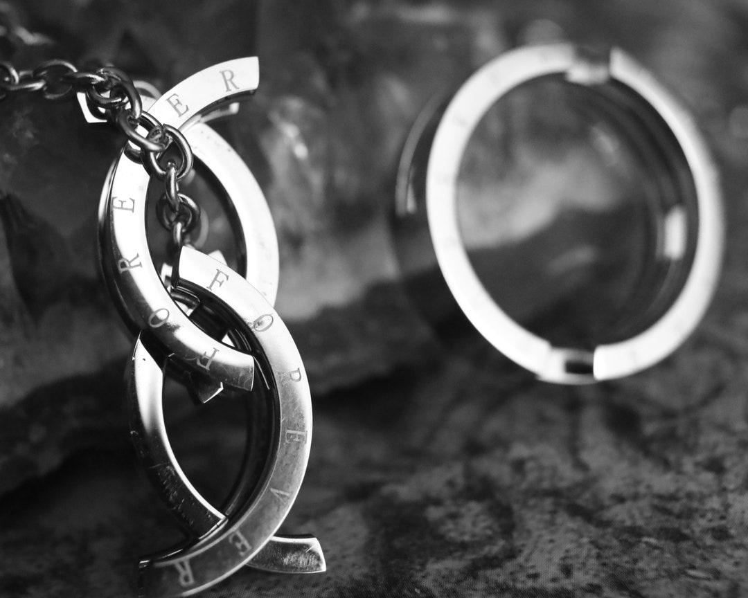 Couple Jewelry Set, Steel Double Ring and Necklace in One, Present for ...