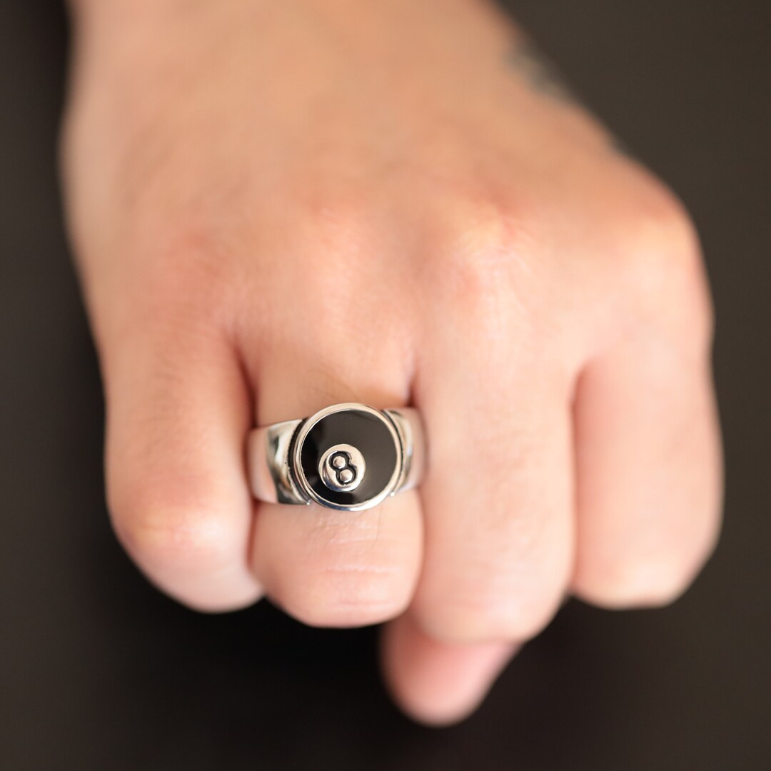 Magic 8 Ball Ring, Snooker Pool Ring, Old School Vintage Stainless ...