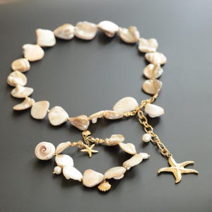 Elegant Natural Shell Jewellery Set | 18K Gold-plated Starfish Pendant ...