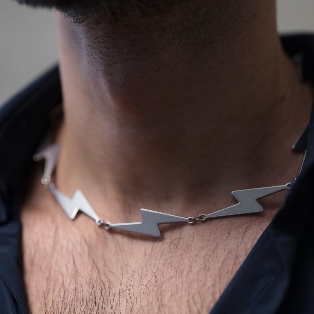 Bolt Lightning Flash Necklace, Stainless Steel Trendy Necklace/chocker ...