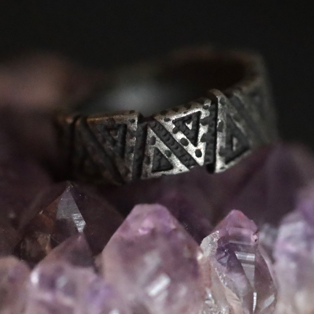 Brutalist Band Ring, Dark Grey Vintage Stainless Steel Ring, Punk ...