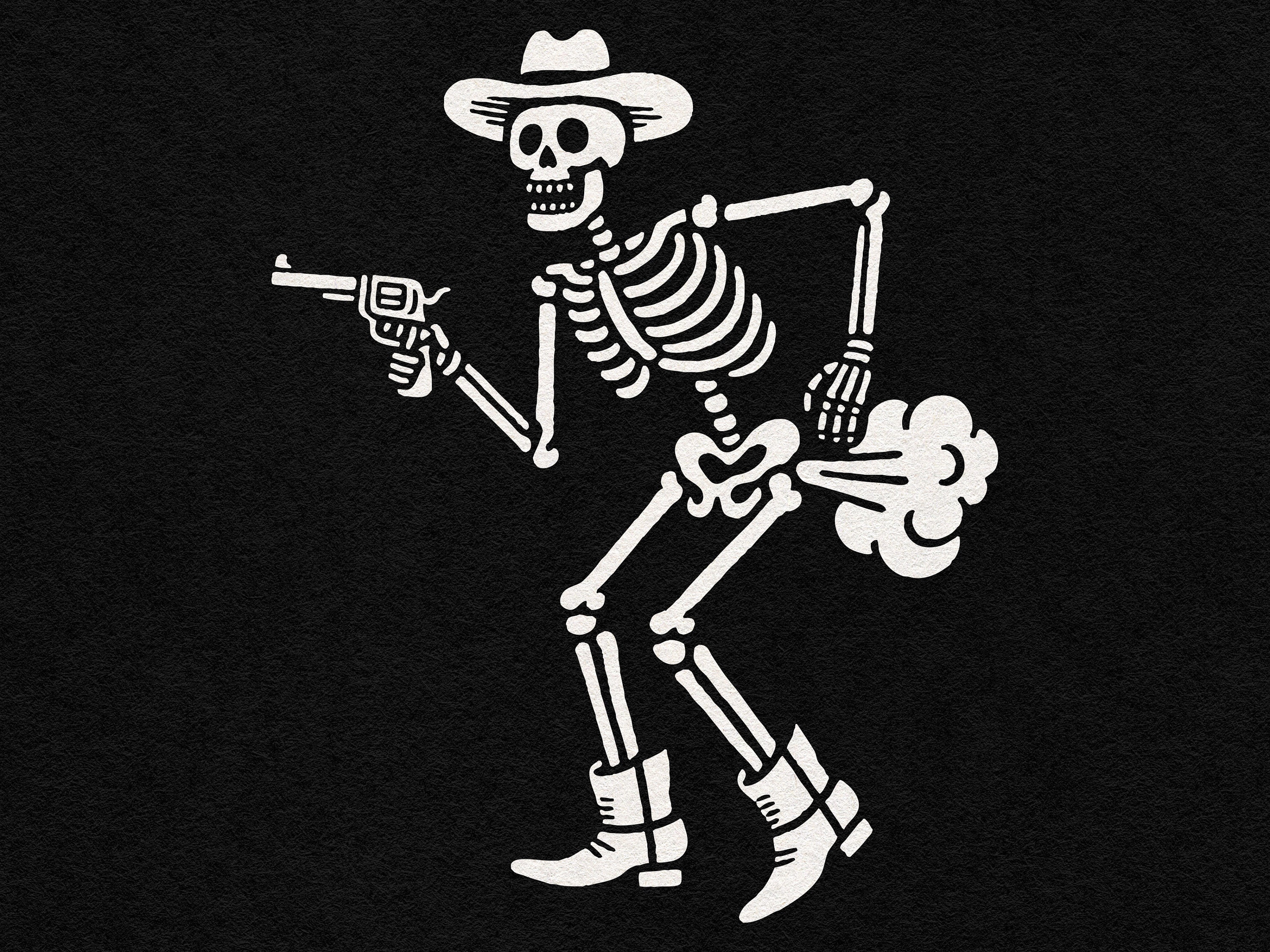 Farting Country Western Cowboy Skeleton Spooky Art Graphic Illustration ...