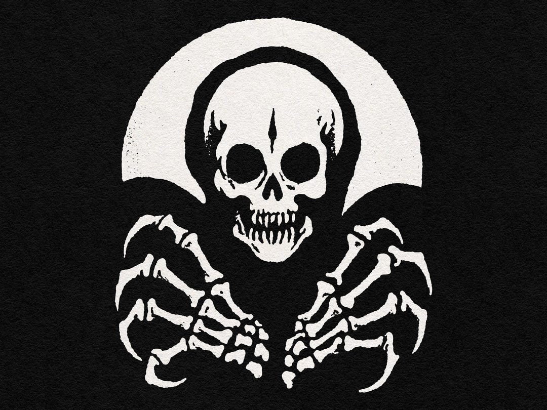 Creepy Skeleton Demon: Skull Bone Hands Halloween Art PNG SVG Clipart ...