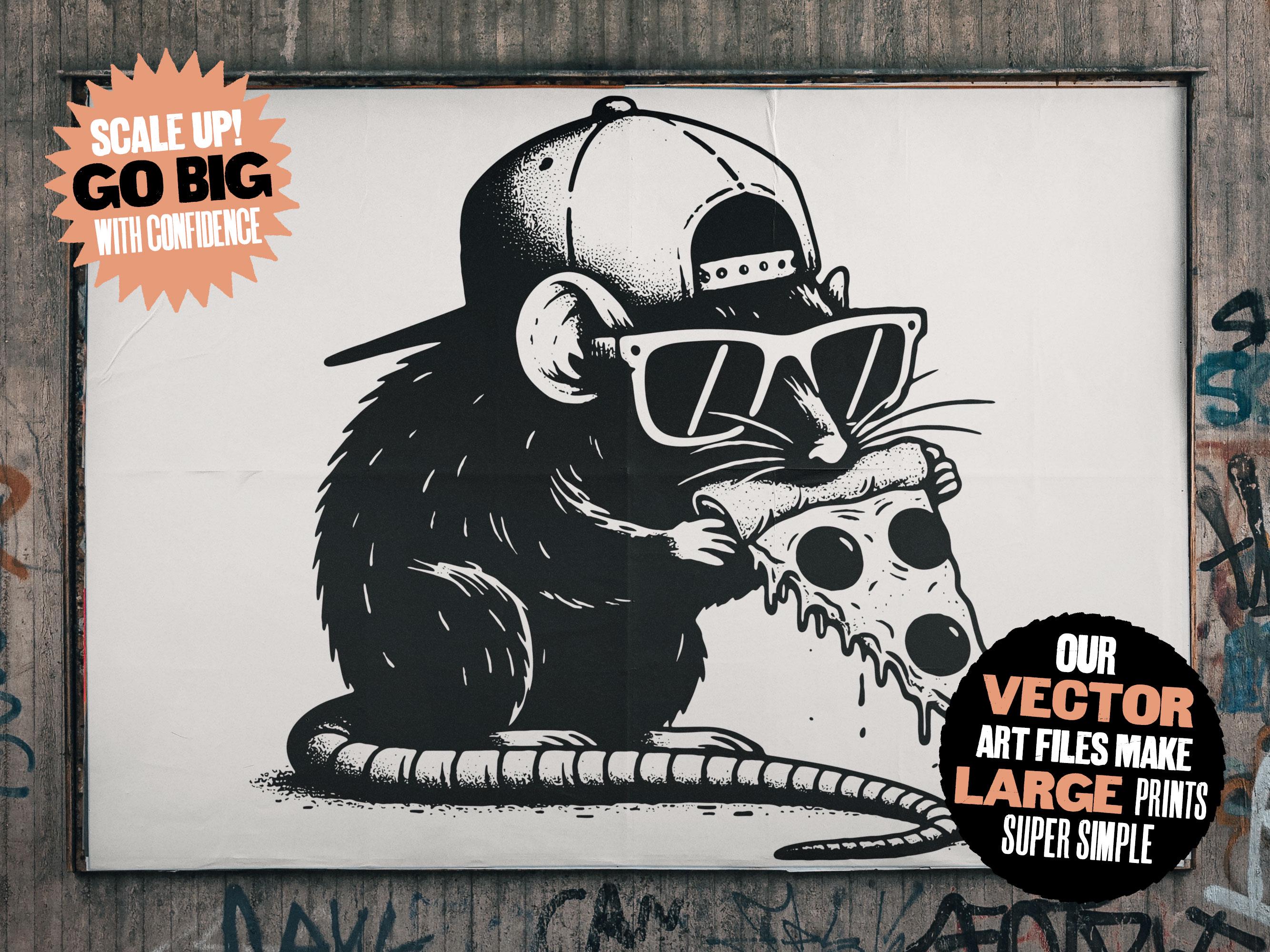 Pizza Rat - Funny Rodent Art Graphic Illustration - Transparent PNG SVG ...