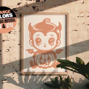 Kewpie Doll Dressed in Cute Pumpkin Costume Halloween Graphic ...