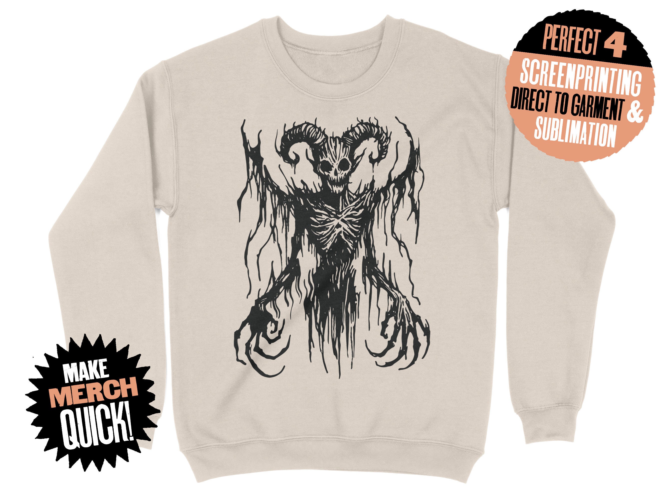 Nightmare Creature Sketch Creepy Halloween Art Graphic Illustration ...