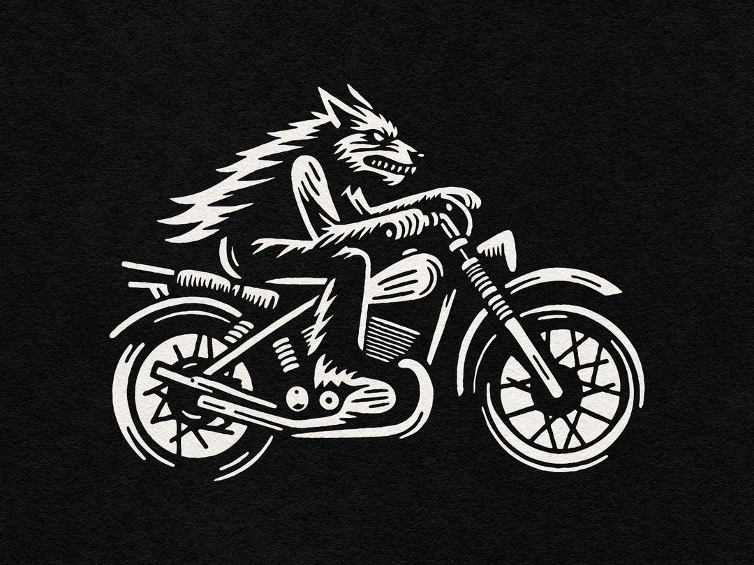Werewolf Riding a Fast Motorcycle - Classic Biker Horror Art Rider ...