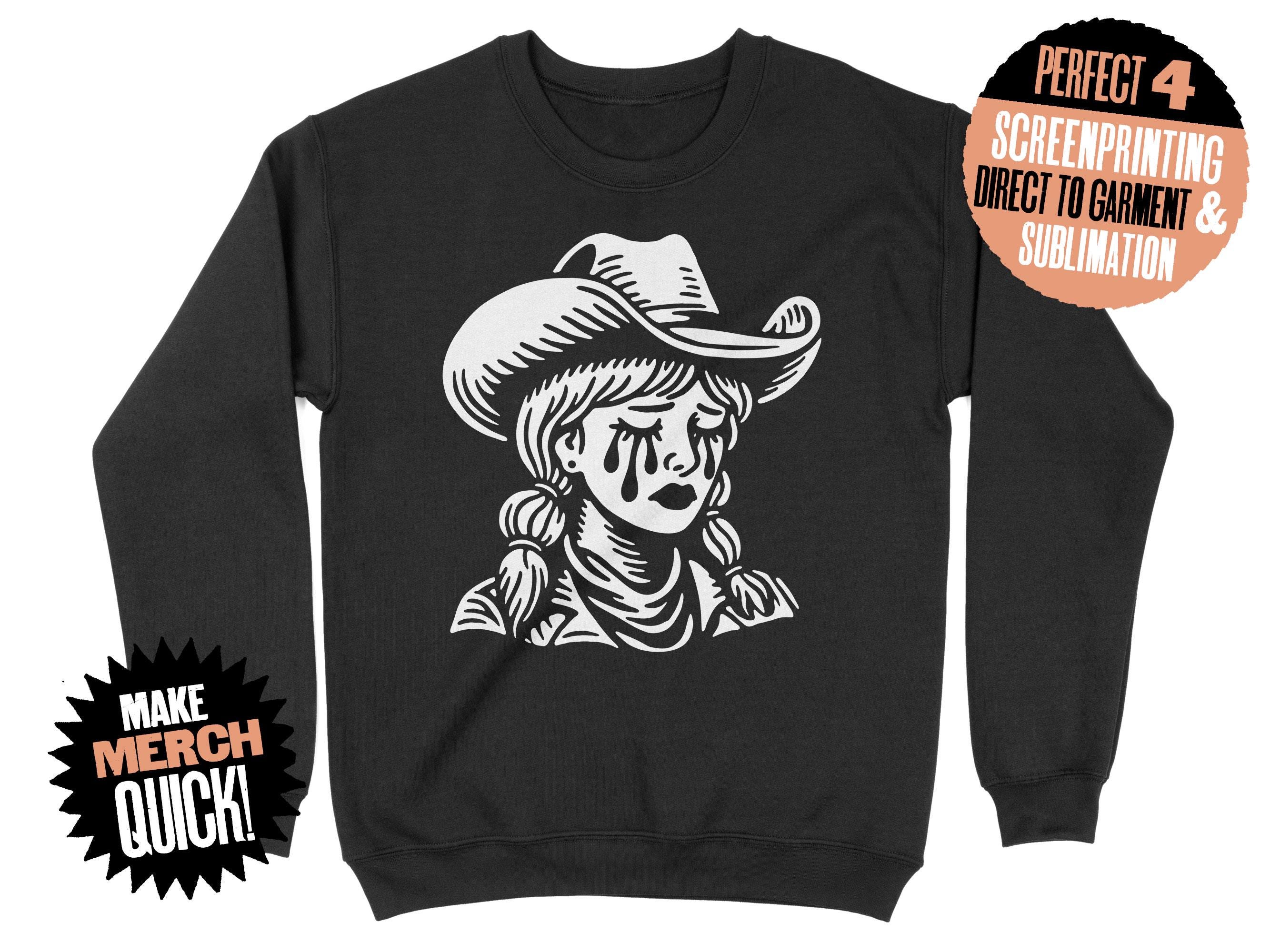 Lonesome Crying Cowgirl Portrait - Sad Western Cowboy Woman Art Graphic ...