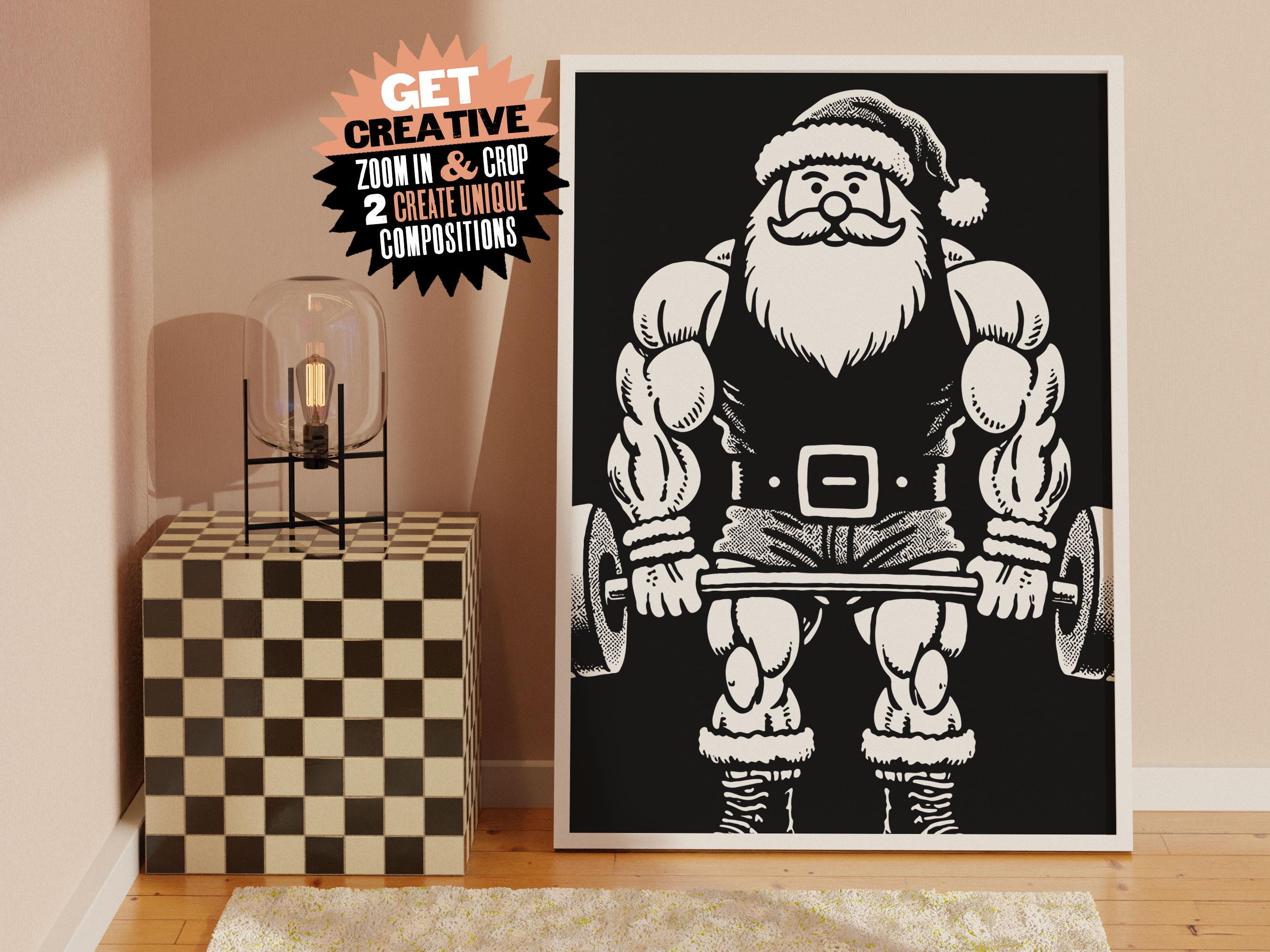 Weight Lifting Santa Claus - Buff Crossfit Christmas Holiday Sports Art ...