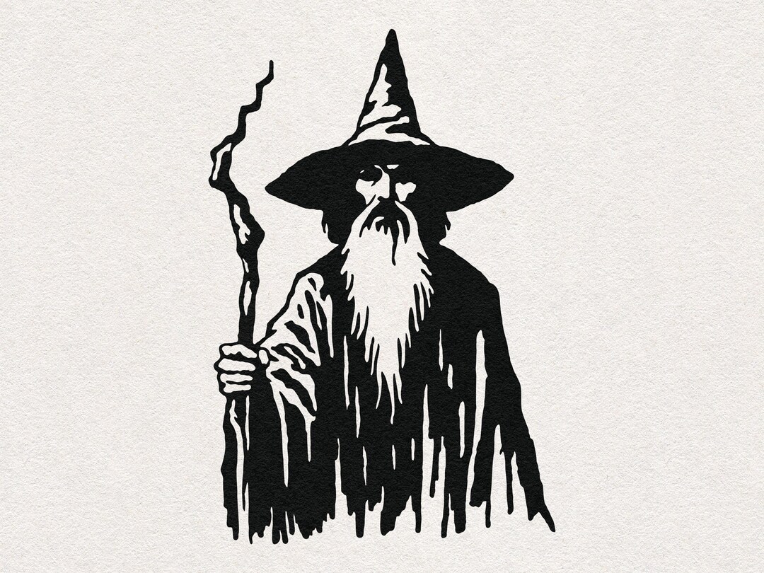 Wizard Holding Staff: Fantasy Illustration Art PNG SVG Clipart Graphic ...