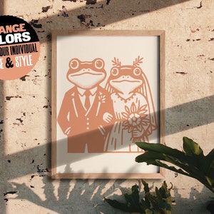 Frog Newlyweds Couple - Cute Wedding Day or Anniversary Art Graphic ...