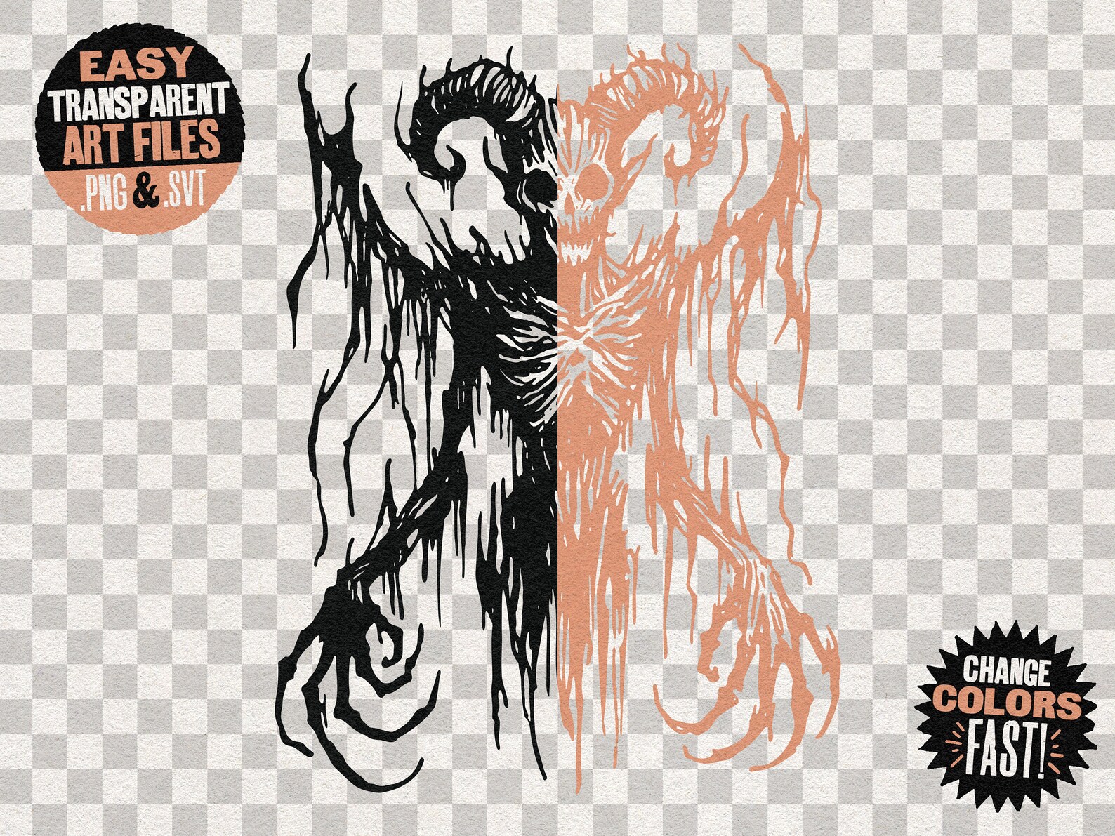 Nightmare Creature Sketch Creepy Halloween Art Graphic Illustration ...