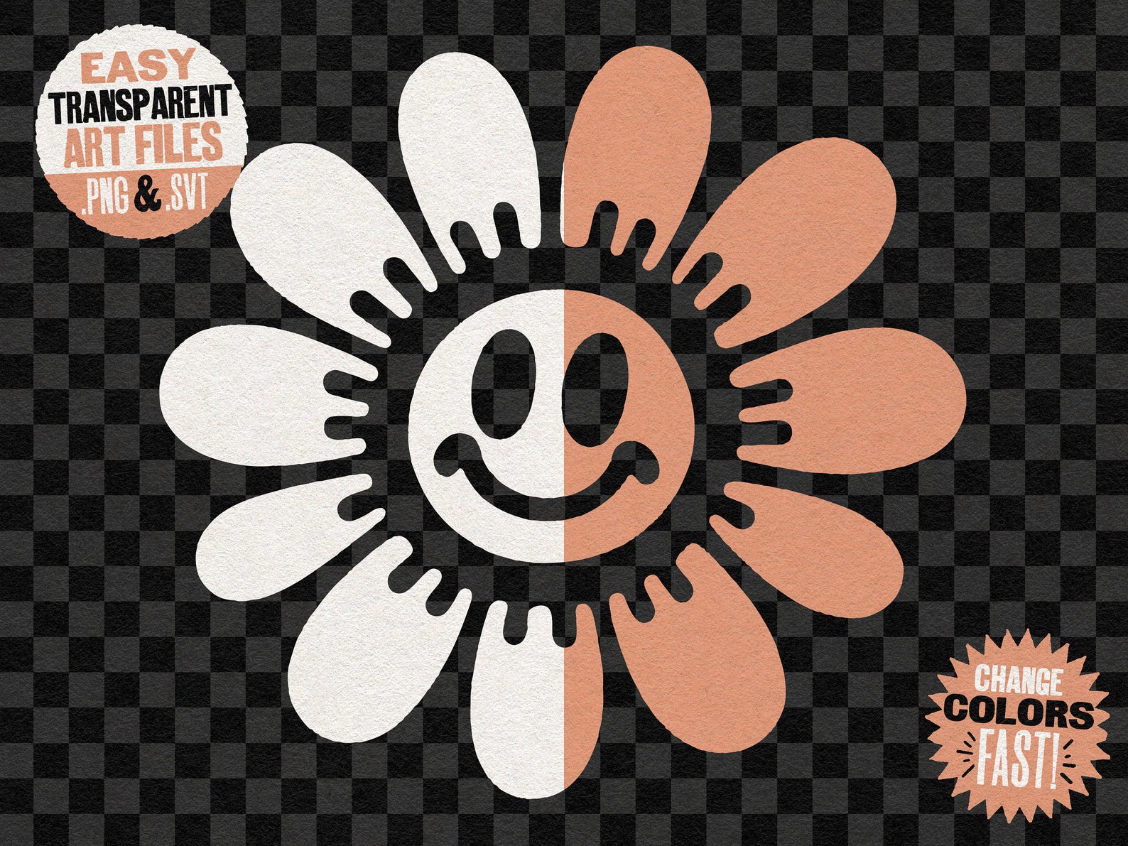 Cute Smiling Daisy Flower Face Adorable Art Graphic Illustration ...