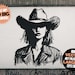 Modern Cowgirl Fashion Sketch Bold Sharpie Country Western Art Graphic ...