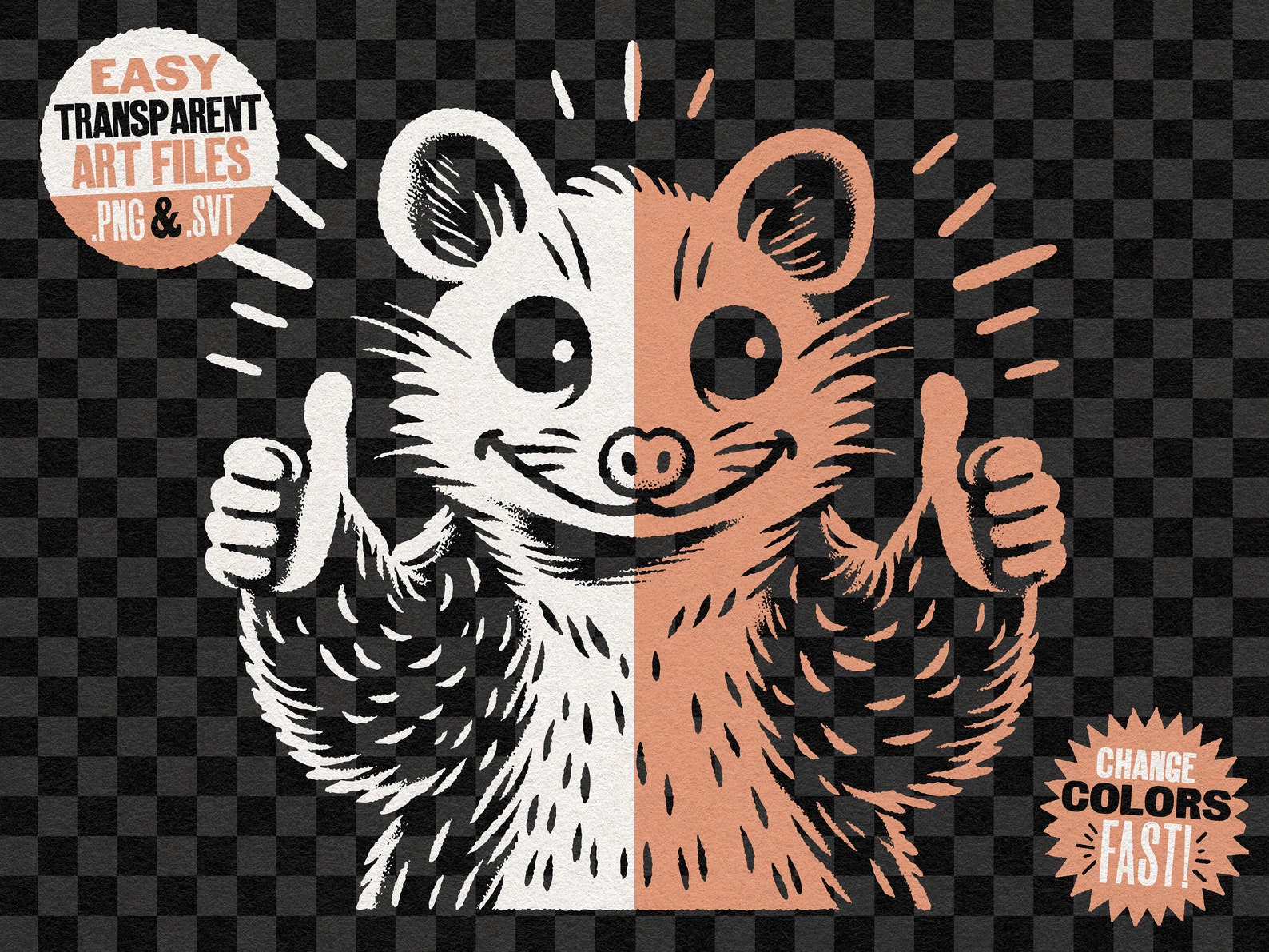 Opossum Holding Thumbs Up: Positive Optimistic Art PNG SVG Clipart ...