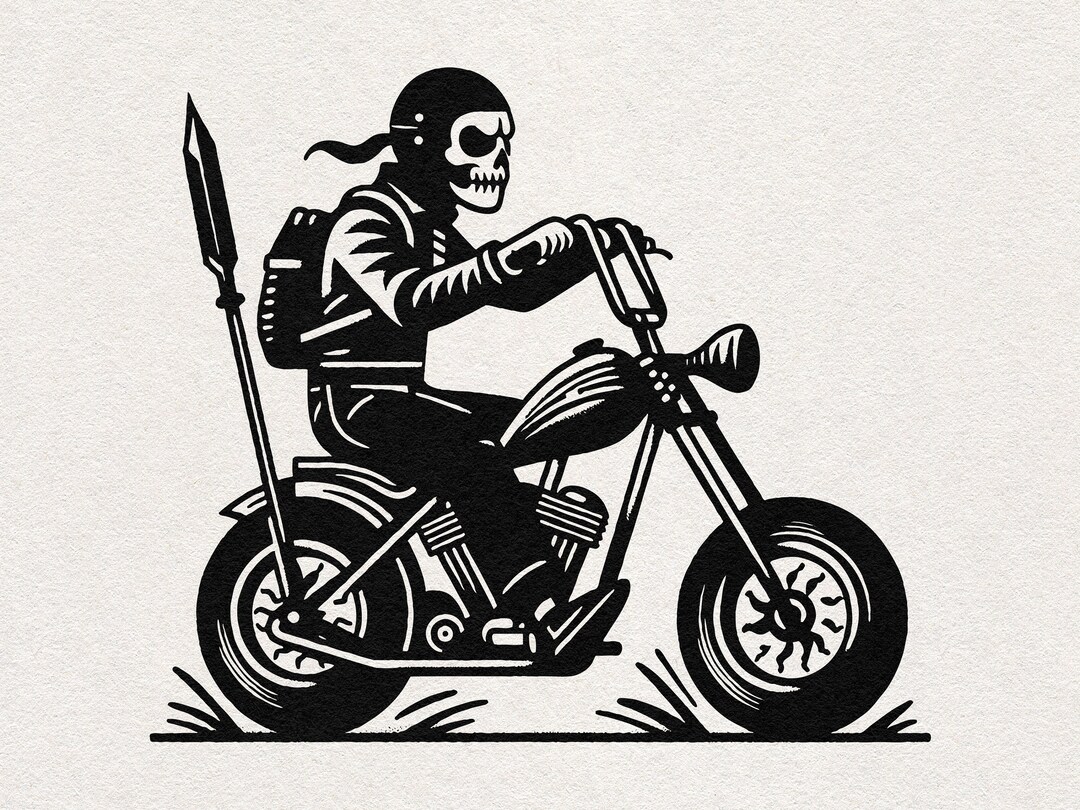 Hip Chopper Motorcycle Skull Rider Art Graphic Illustration Transparent ...