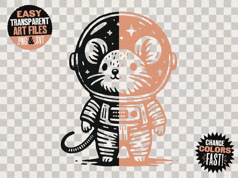 Tiny Mouse Animal Astronaut Cute Outer Space Art Graphic Illustration ...