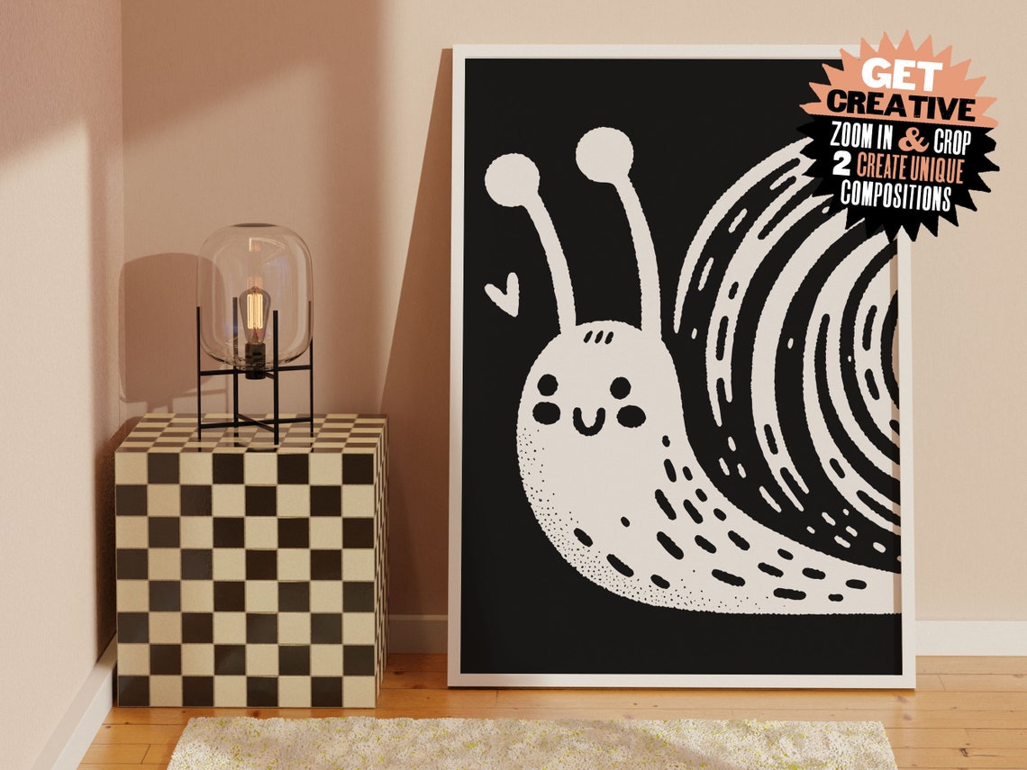 Smiling Snail Slug With Tiny Heart Accent - Adorable Art Graphic ...