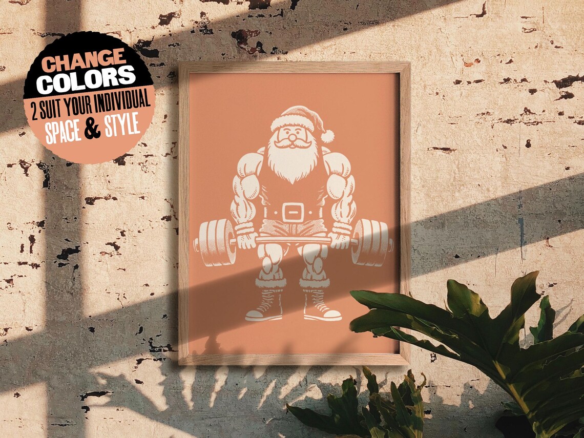 Weight Lifting Santa Claus - Buff Crossfit Christmas Holiday Sports Art ...