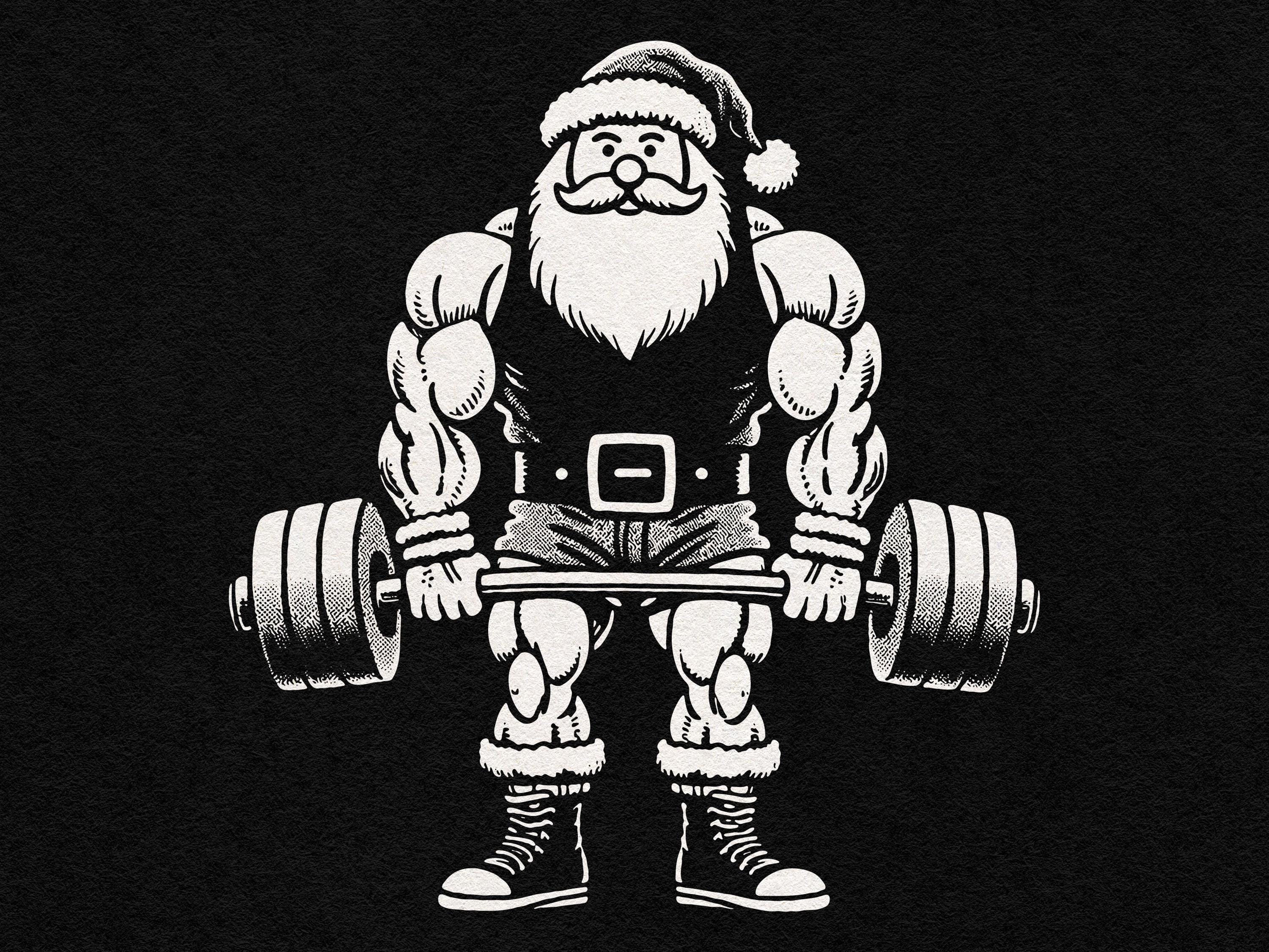 Power Lifting Santa Claus: Weightlifting Christmas Art PNG SVG Clipart ...