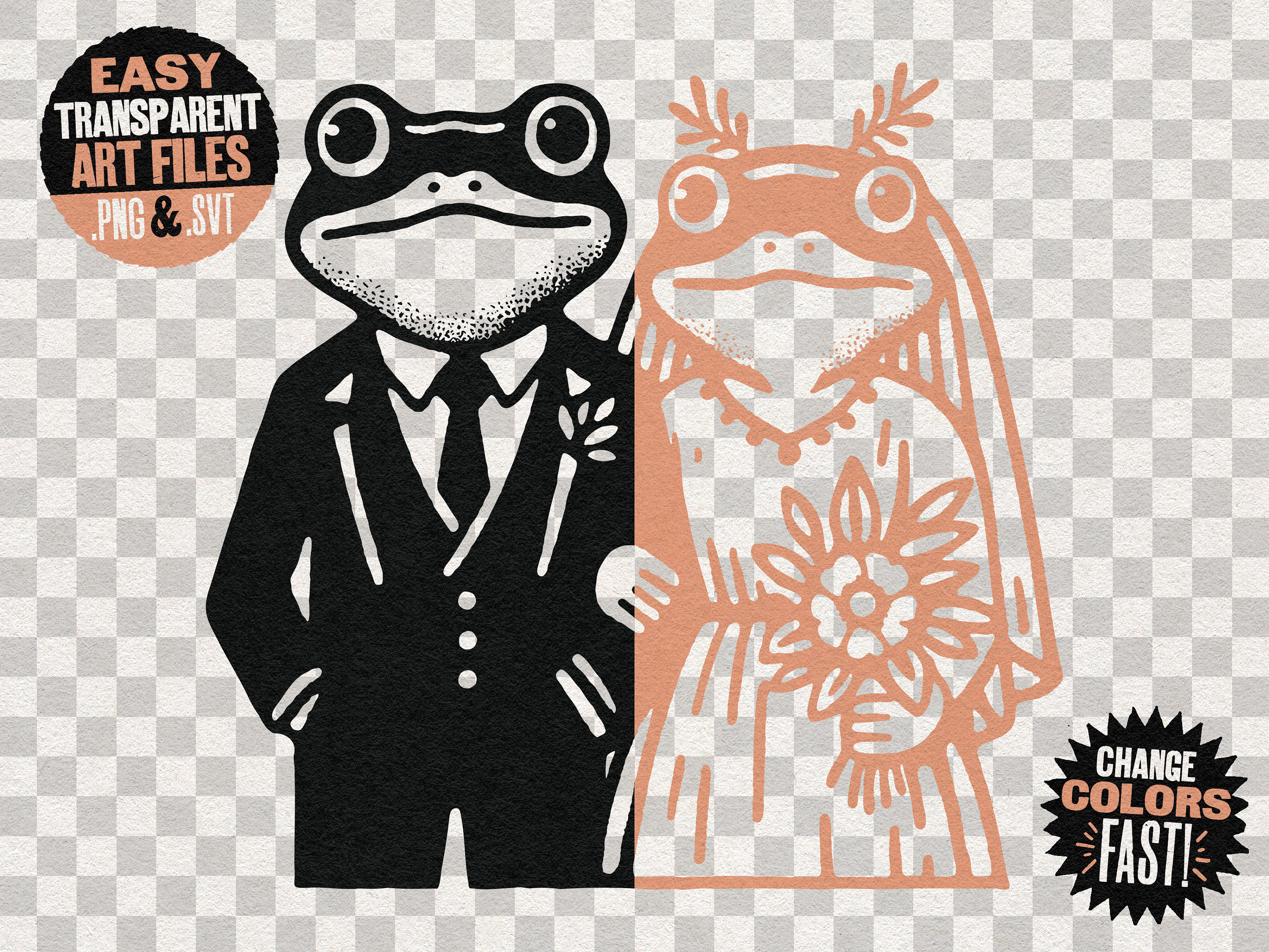 Frog Newlyweds Couple Cute Wedding Day or Anniversary Art Graphic ...