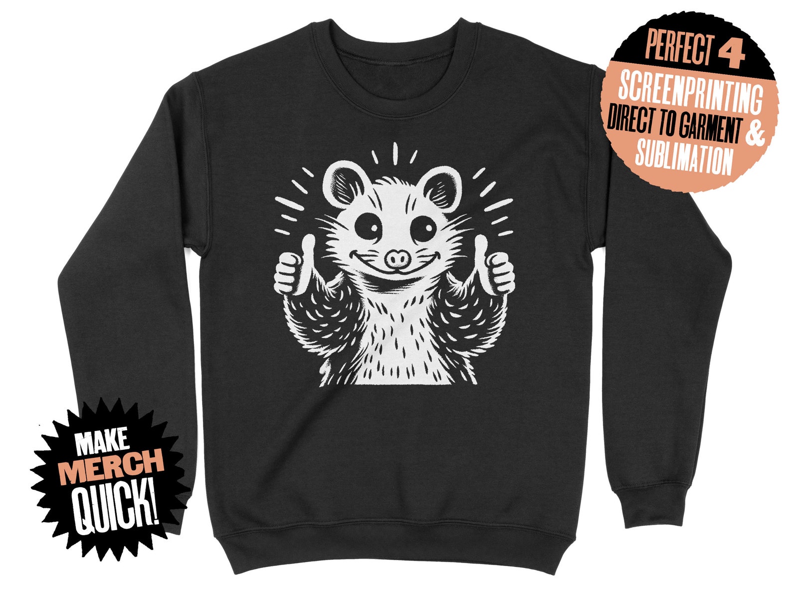 Opossum Holding Thumbs Up: Positive Optimistic Art PNG SVG Clipart ...