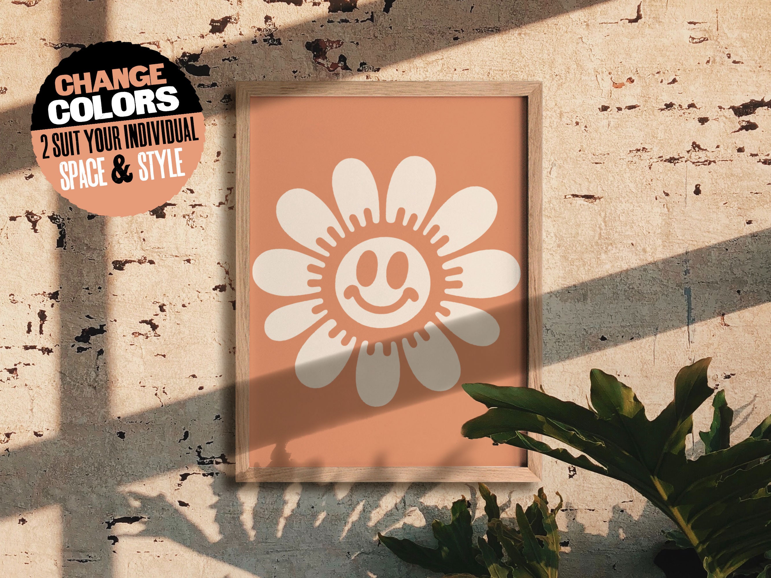 Cute Smiling Daisy Flower Face Adorable Art Graphic Illustration ...