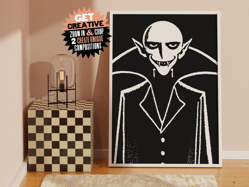 Creepy Nosferatu Cartoon Portrait - Silent Film Inspired Count Orlok ...