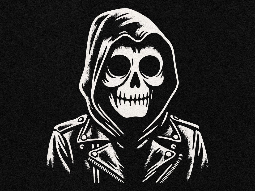 Skeleton Punk Rocker Heavy Metal Halloween Skull Reaper Art Graphic ...