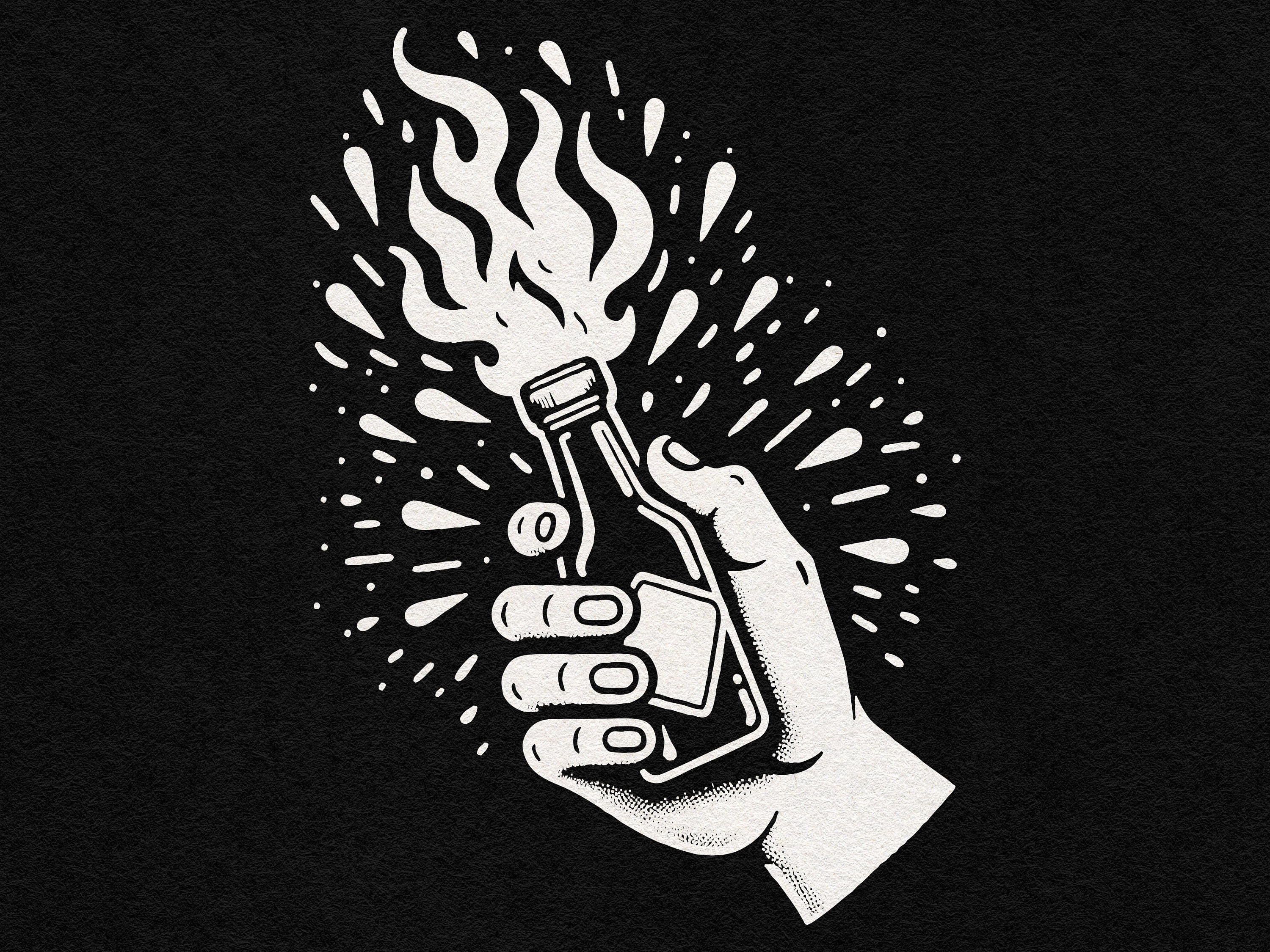 Hand Holding Flaming Hot Sauce Bottle Art Graphic Illustration ...