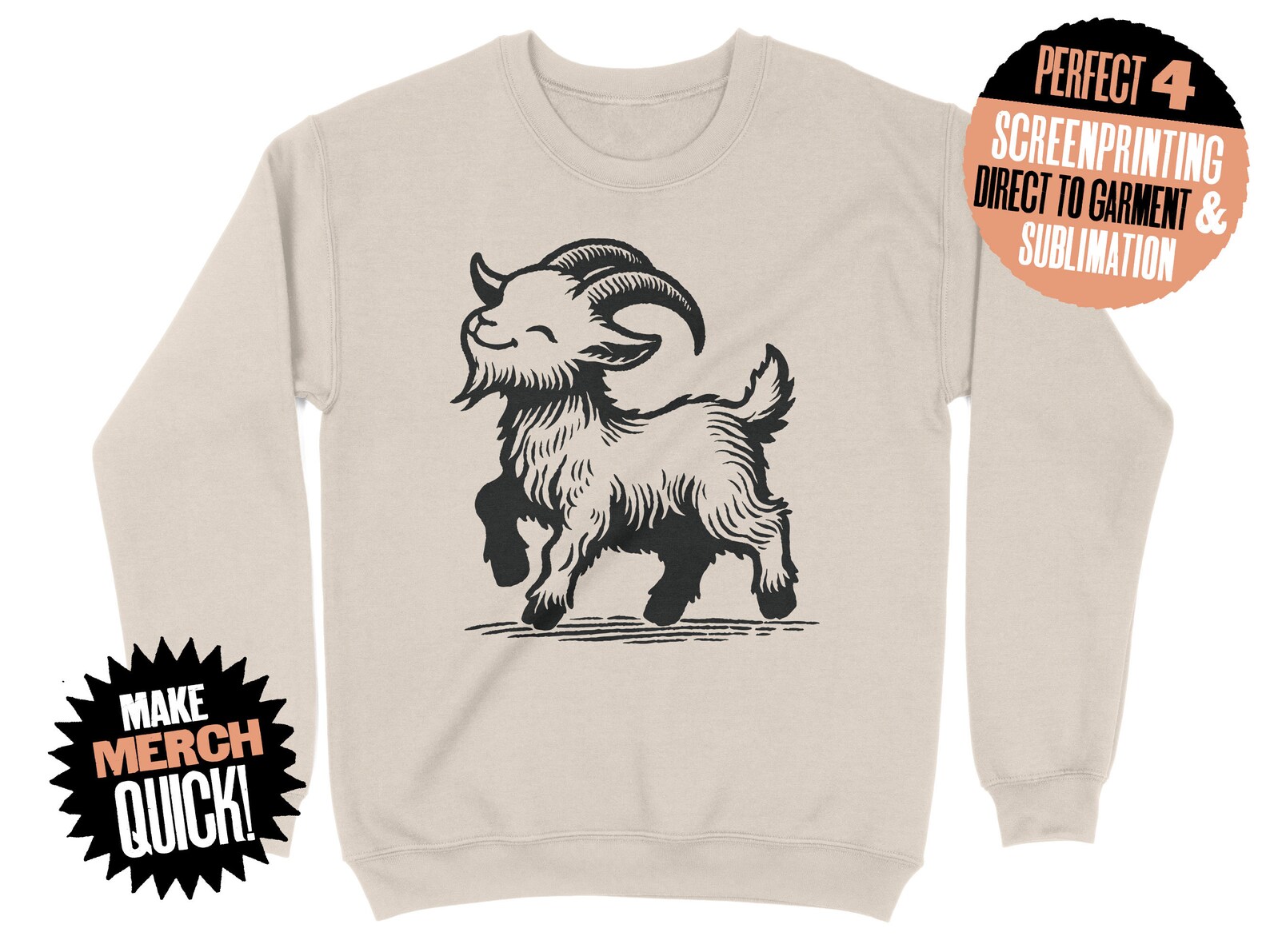 Cute Young Goat Prancing - Charming Farm Animal Art Graphic ...