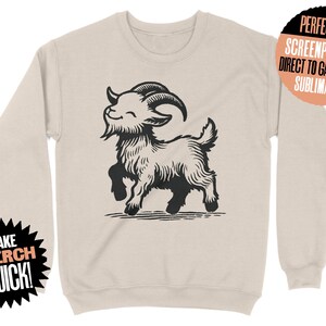 Cute Young Goat Prancing - Charming Farm Animal Art Graphic ...