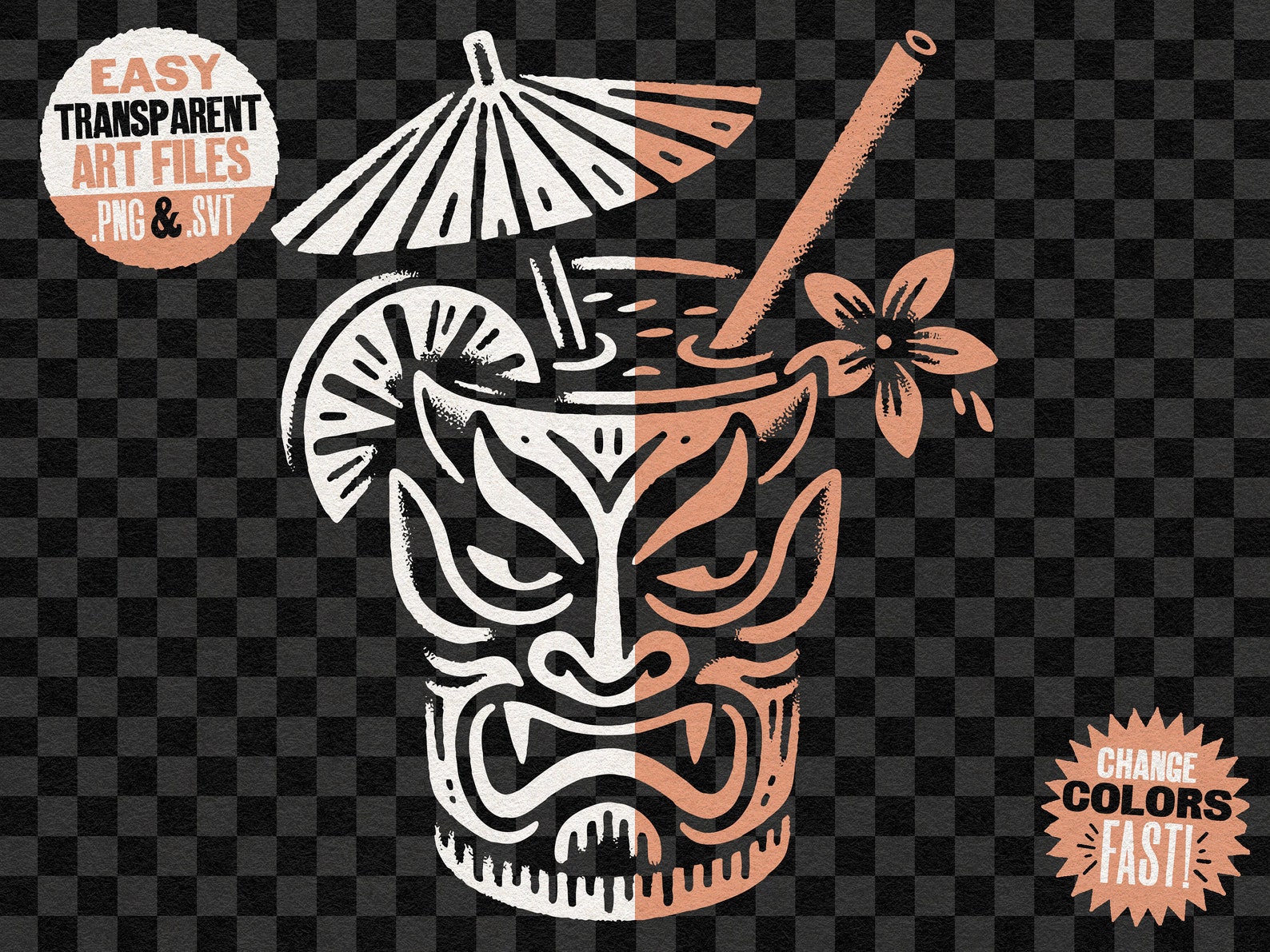 Sassy Devilish Tiki Drink Rum Cocktail - Spooky Devil Art Graphic ...