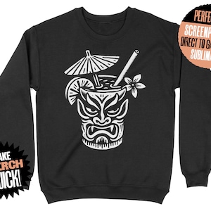 Devilish Tiki Drink: Spooky Rum Cocktail Art PNG SVG Clipart Graphic ...