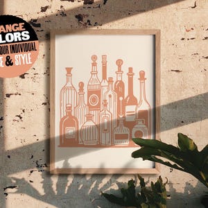 Mid-century Bar Decanters - Alcohol / Drinking Art Graphic Illustration ...