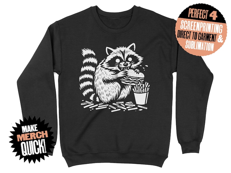 Rabid Raccoon Eating a Burger and Fries - Fast Food Garbage Trash Panda ...