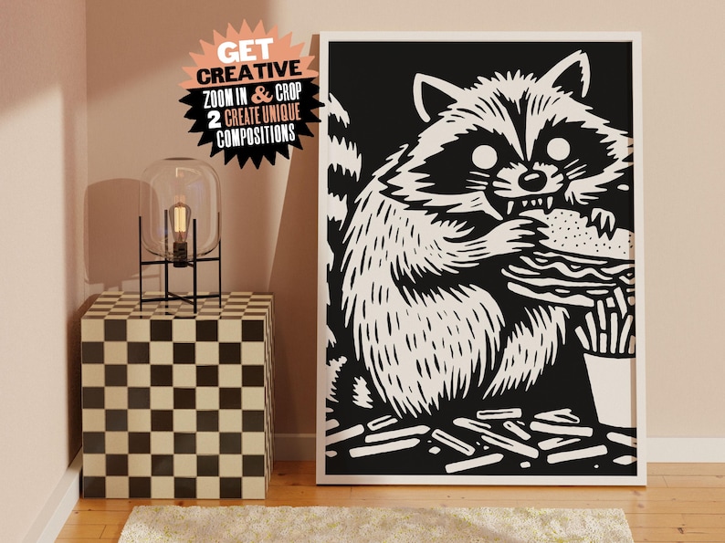 Rabid Raccoon Eating a Burger and Fries - Fast Food Garbage Trash Panda ...