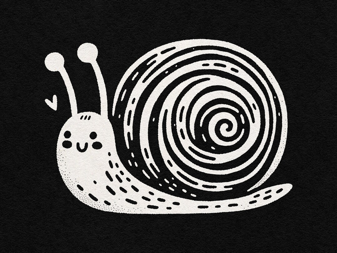 Smiling Snail Slug With Tiny Heart Accent - Adorable Art Graphic ...