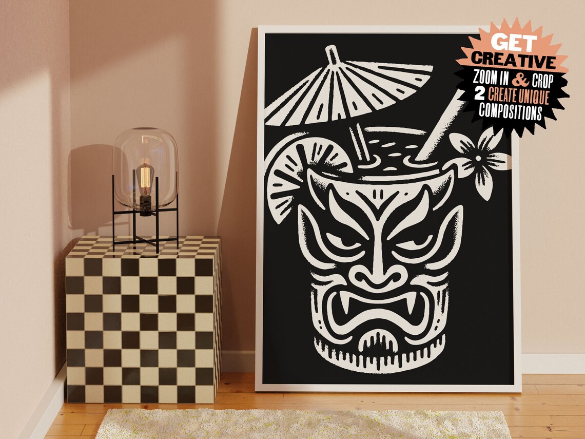 Sassy Devilish Tiki Drink Rum Cocktail - Spooky Devil Art Graphic ...