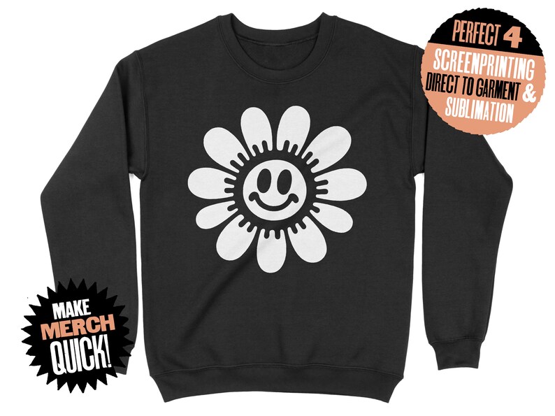 Cute Smiling Daisy Flower Face Adorable Art Graphic Illustration ...