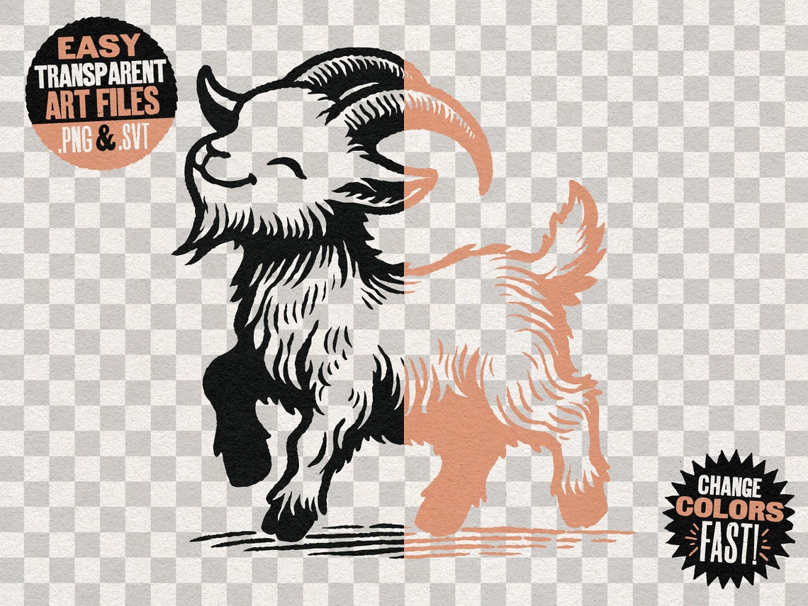Cute Young Goat Prancing - Charming Farm Animal Art Graphic ...