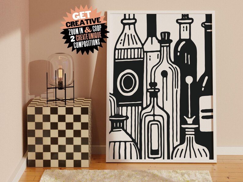 Mid-century Bar Decanters - Alcohol / Drinking Art Graphic Illustration ...