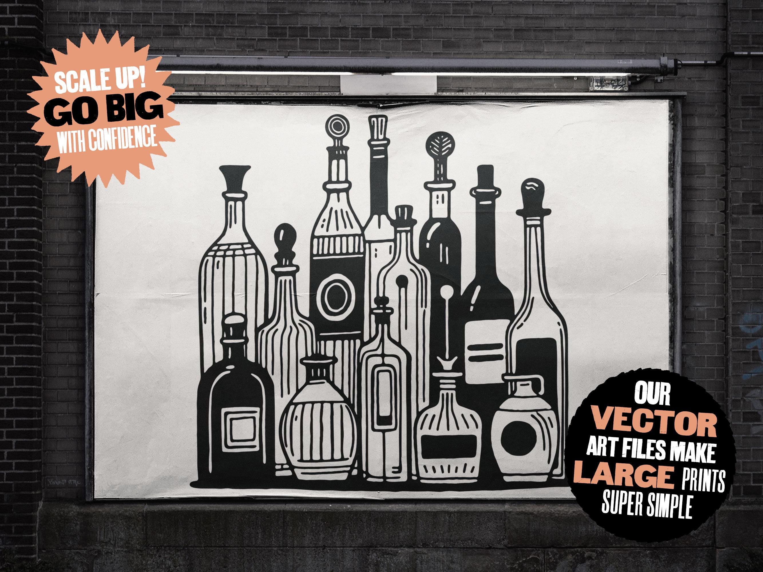 Mid-century Bar Decanters - Alcohol / Drinking Art Graphic Illustration ...