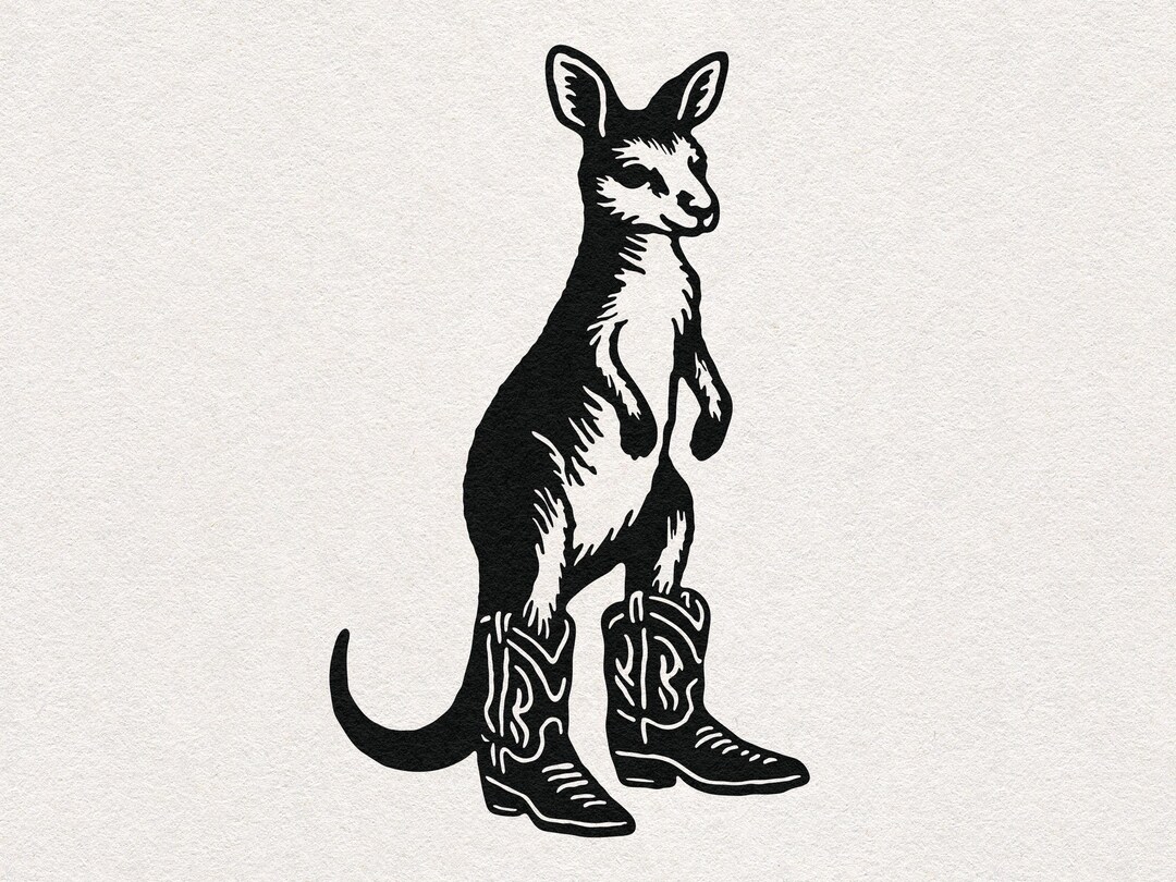 Kangaroo Joey Wearing Cowboy Boots - Country Western Art PNG SVG ...