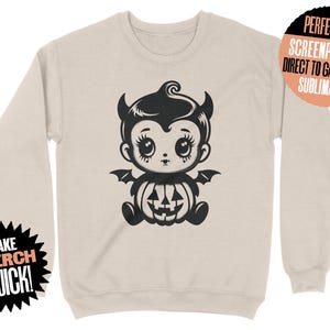 Kewpie Doll Dressed in Cute Pumpkin Costume Halloween Graphic ...