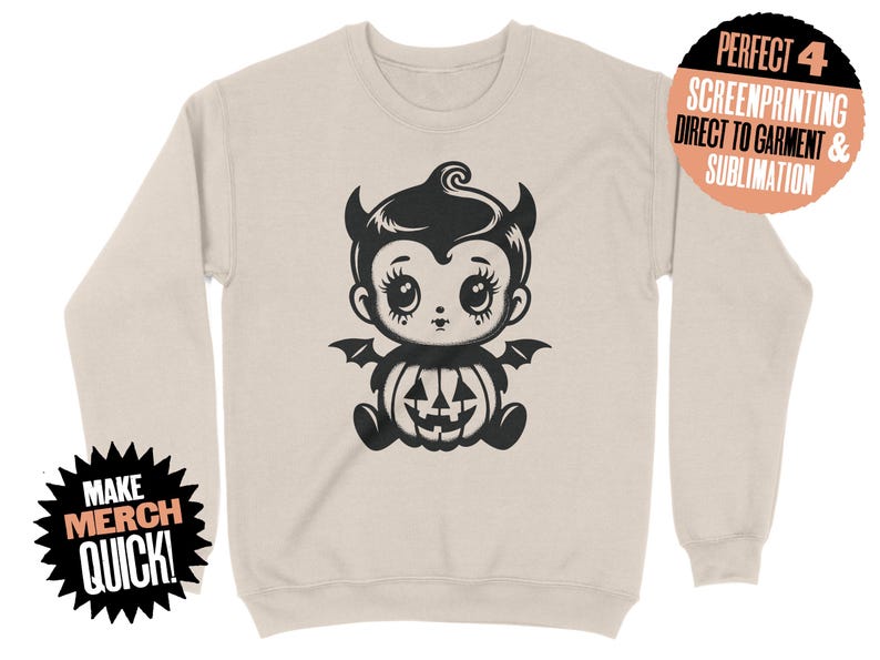 Kewpie Doll Dressed in Cute Pumpkin Costume Halloween Graphic ...