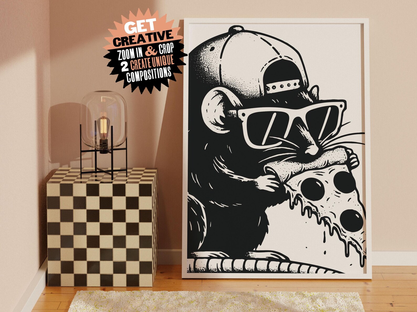 Pizza Rat - Funny Rodent Art Graphic Illustration - Transparent PNG SVG ...