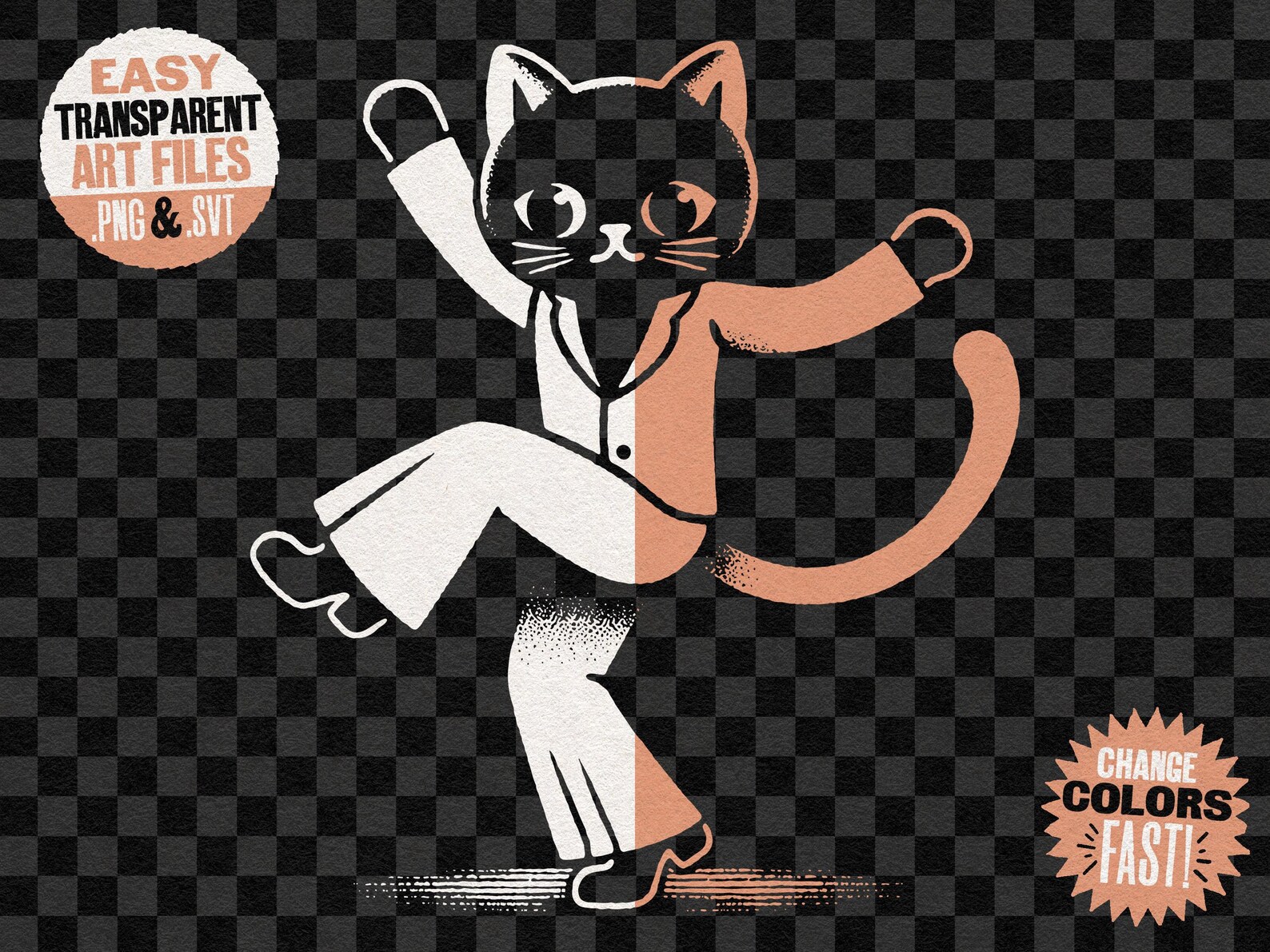 Disco Dancing Black Cat Dance Party Kitty Dancer Art Graphic ...