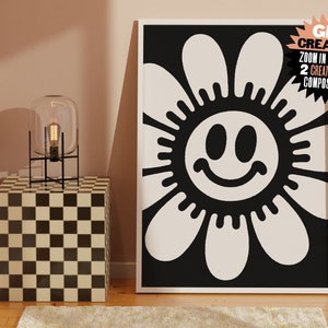 Cute Smiling Daisy Flower Face Adorable Art Graphic Illustration ...